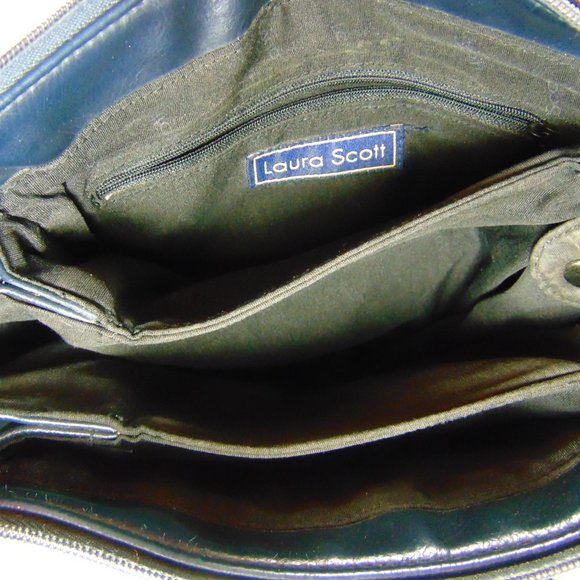 Laura Scott | Bags | Laura Scott Navy Blue Leather Crossbody Bag | Poshmark